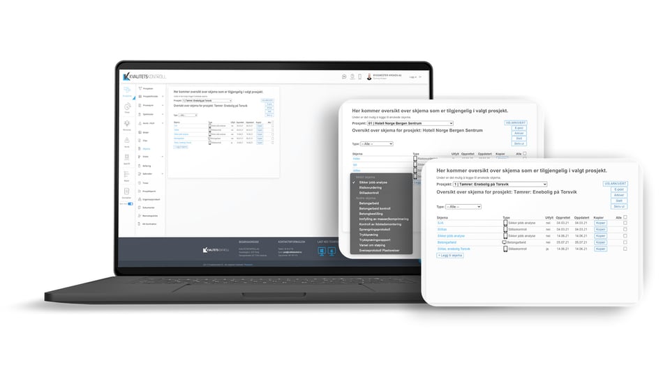 Digitale skjemaer | Risikovurdering, SJA og mye mer | Kvalitetskontroll AS
